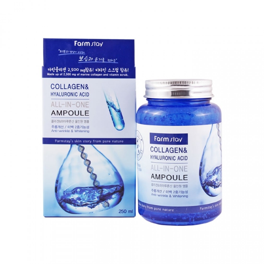 FARM STAY - Collagen And Hyaluronic Acid All In One Ampoule 250ml
